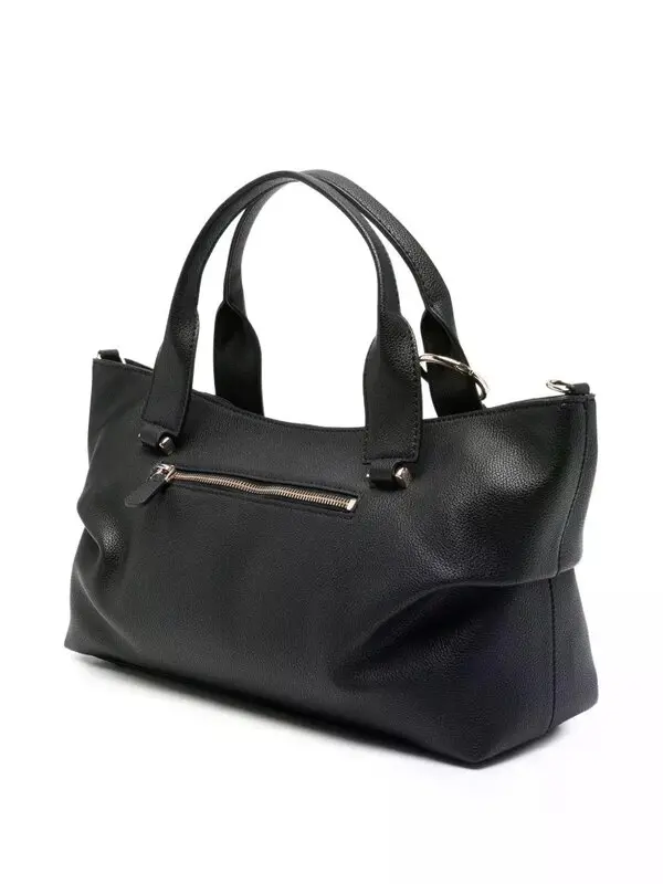 Guess Logo-plaque Pebbled Tote Bag - Black