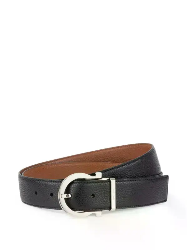 FERRAGAMO Reversible And Adjustable Gancini Belt - Black