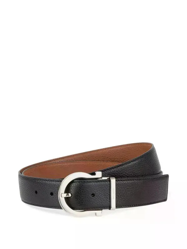 FERRAGAMO Reversible And Adjustable Gancini Belt - Black
