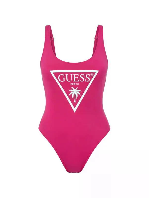 Guess Logo-print Scoop-neck Swimsuit