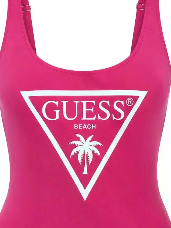 Guess Logo-print Scoop-neck Swimsuit
