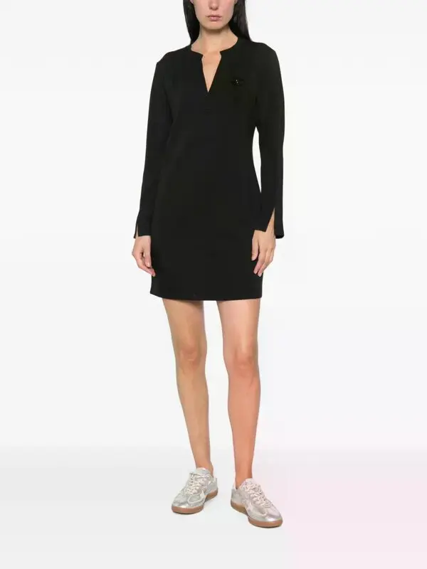 Liu Jo Beaded-logo Slit-cuff Mini Dress