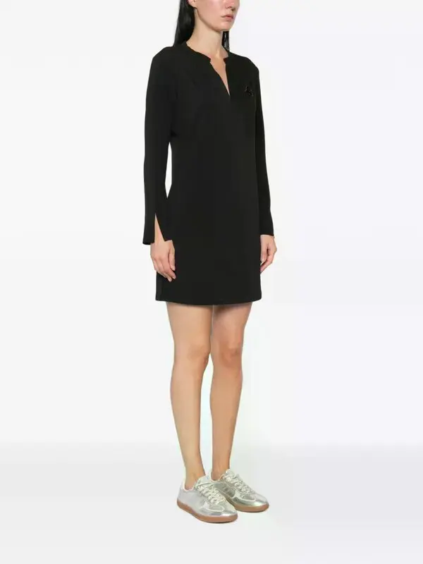 Liu Jo Beaded-logo Slit-cuff Mini Dress