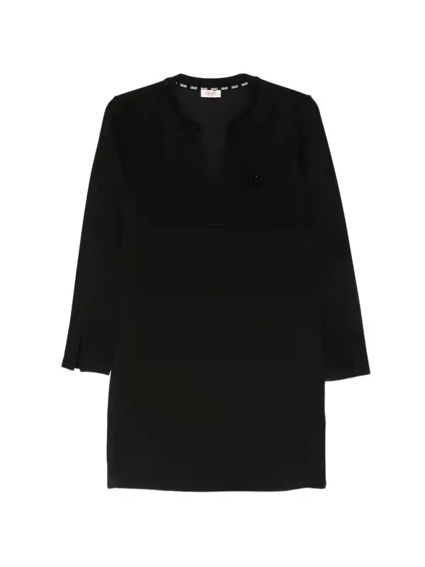 Liu Jo Beaded-logo Slit-cuff Mini Dress