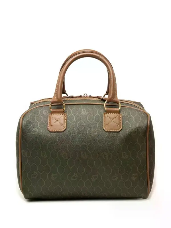 Dior 20th Century Honeycomb Coated Canvas Boston Bag - Brown
