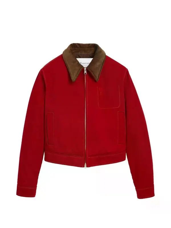 AMI Paris Cotton Zipped Jacket With De Coeur