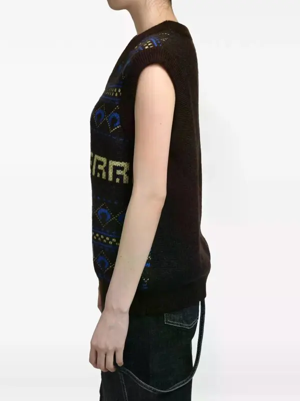 MARINE SERRE Jacquard-knit V-neck Vest