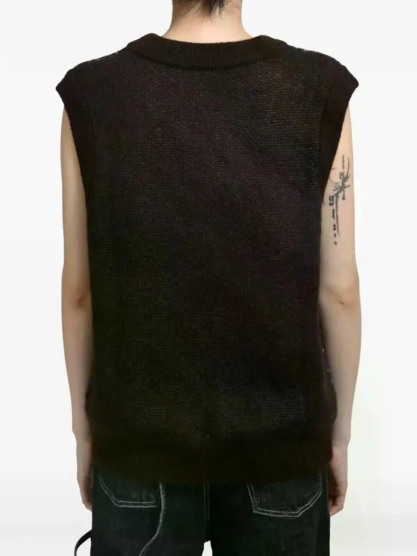 MARINE SERRE Jacquard-knit V-neck Vest