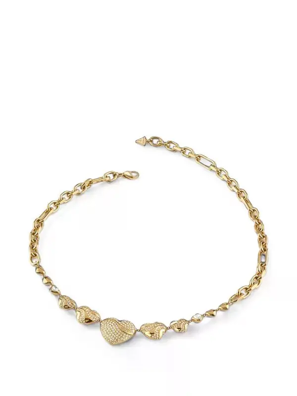 Guess In My Heart Crystal-embellished Heart-pendant Necklace - Gold