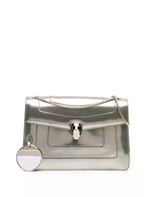 BVLGARI 2010-2020 Medium Patent Serpenti Forever Shoulder Bag - Silver