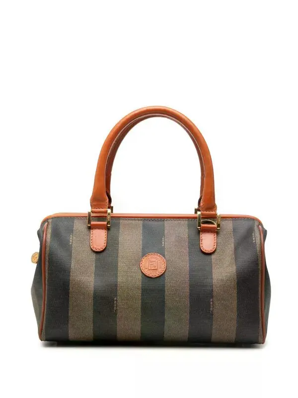 Fendi 20th Century Pequin Coated Canvas Boston Bag - Brown