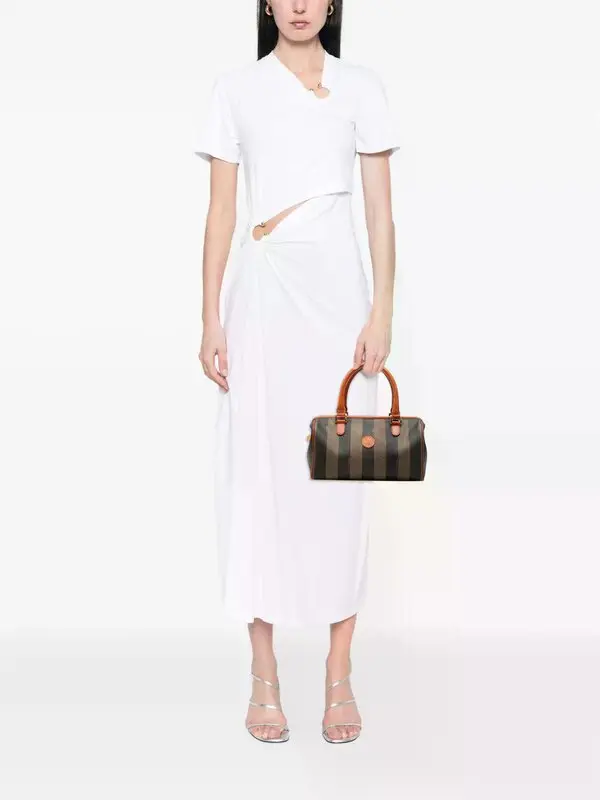 Fendi 20th Century Pequin Coated Canvas Boston Bag