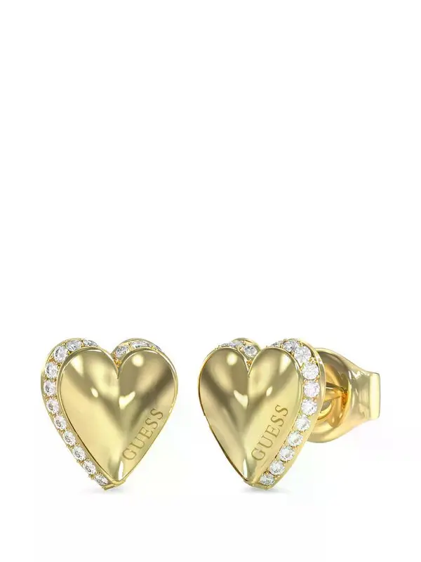 Guess By Your Side Heart-motif Crystal-embellished Earrings - Gold