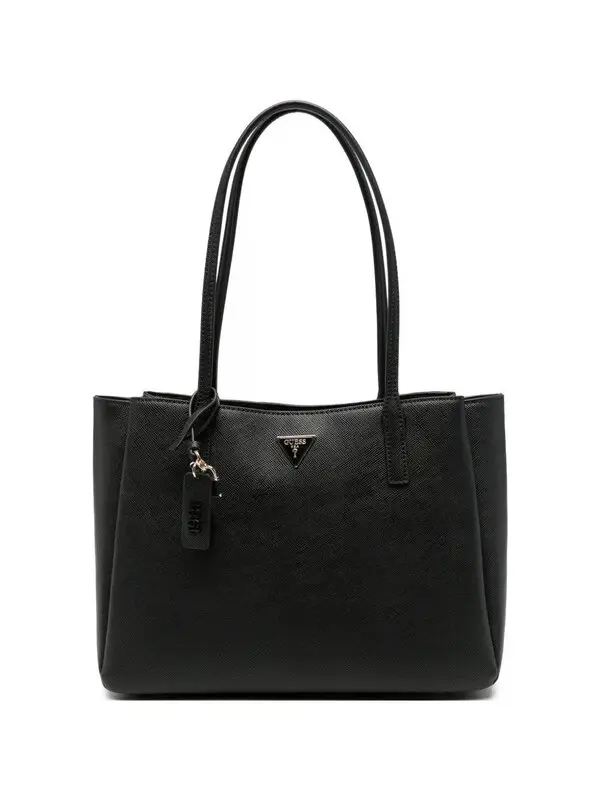 Guess Saffiano-effect Logo-plaque Tote Bag - Black