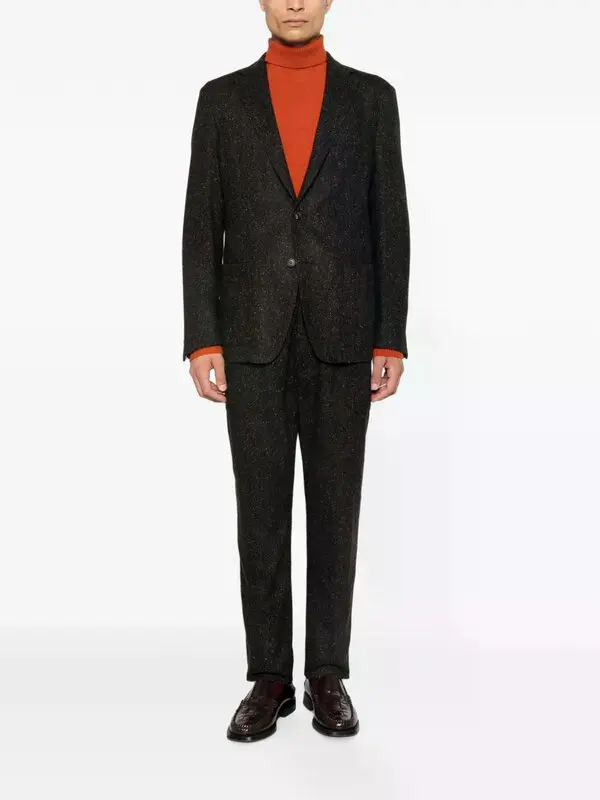 Eleventy Herringbone-knit Single-breasted Jacket
