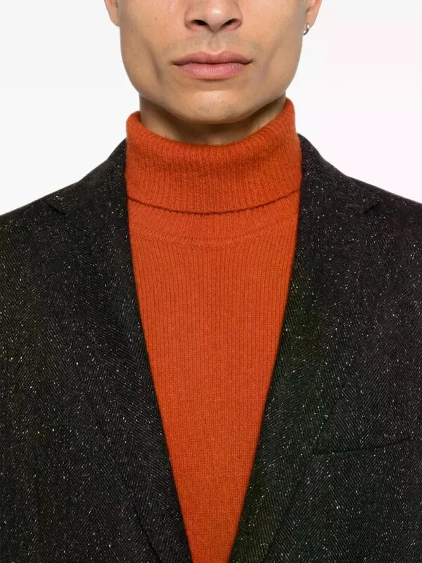 Eleventy Herringbone-knit Single-breasted Jacket