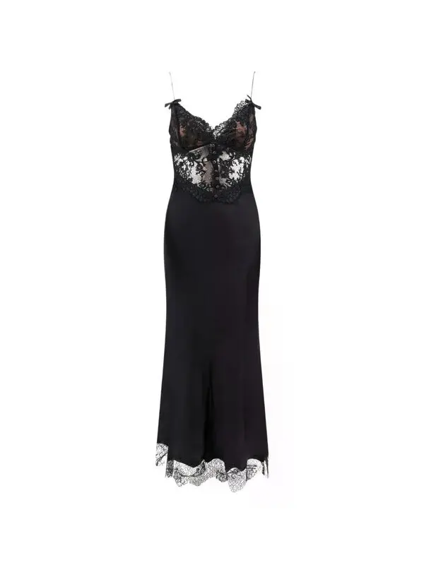 SELF-PORTRAIT Lace-detail Maxi Dress - Black