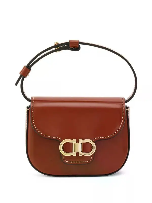 FERRAGAMO Mini Double Gancini North-south Crossbody Bag - Brown
