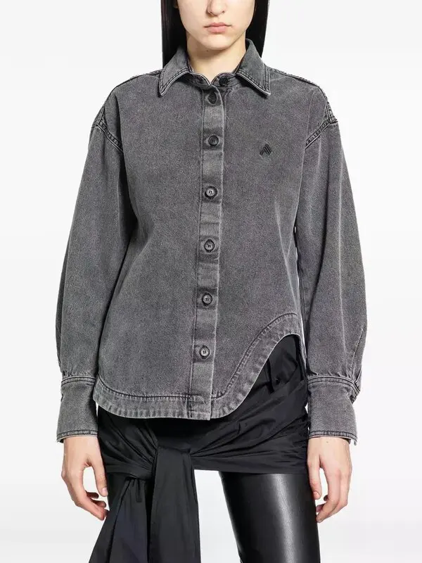Attico Eliza Asymmetric-hem Shirt - Grey
