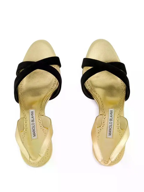 Manolo Blahnik Callydra Leather Sandals - Gold