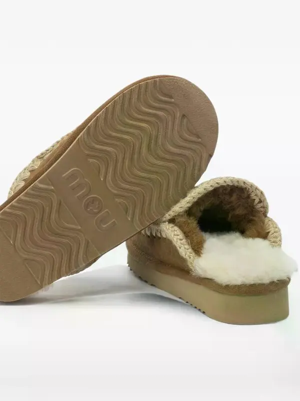 Mou Whipstitched Suede Slippers