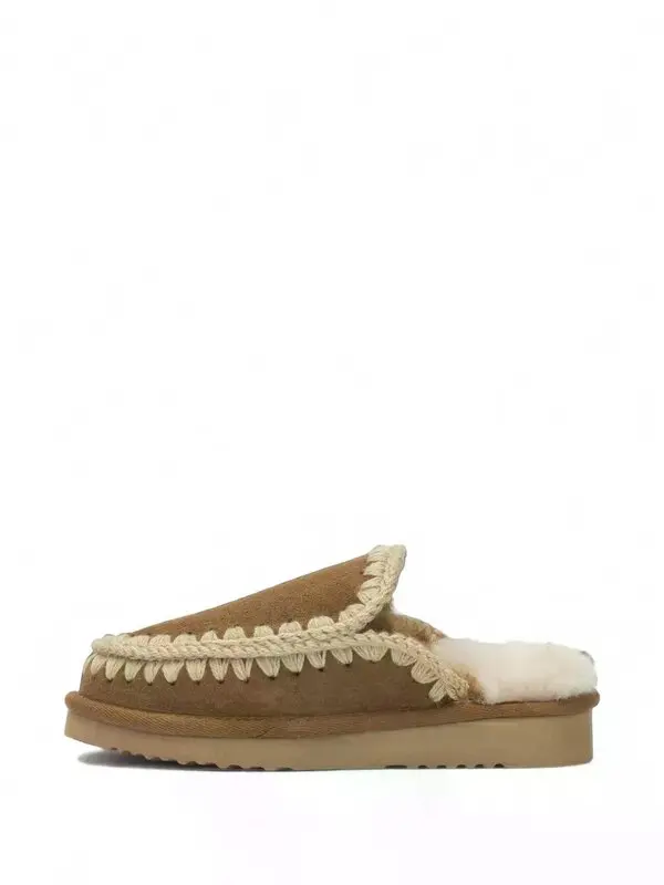 Mou Whipstitched Suede Slippers