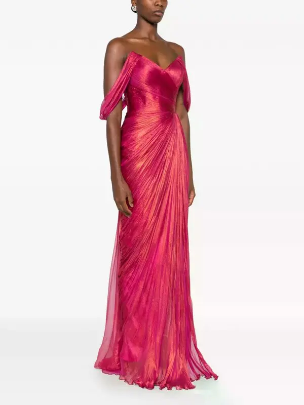 IRIS SERBAN Ganya Ruched Off-shoulder Gown