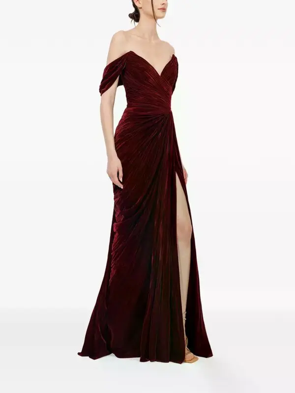 IRIS SERBAN Ganya Ruched Off-shoulder Gown