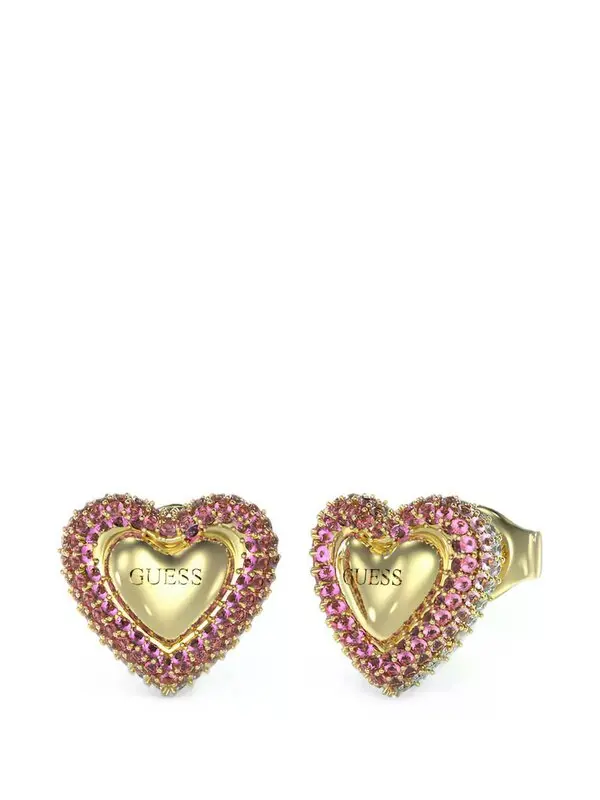Guess Pavé-set Heart Earrings - Gold