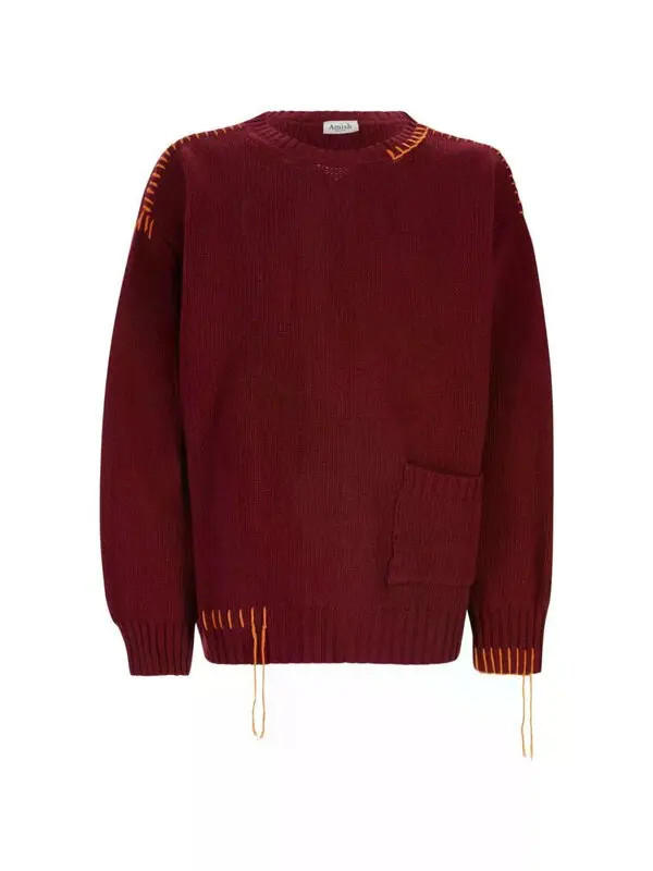AMISH SUPPLIES Whipstitch-trim Patch-pocket Sweater