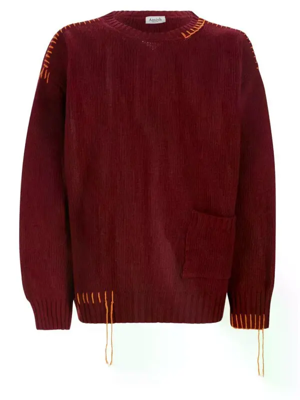 AMISH SUPPLIES Whipstitch-trim Patch-pocket Sweater