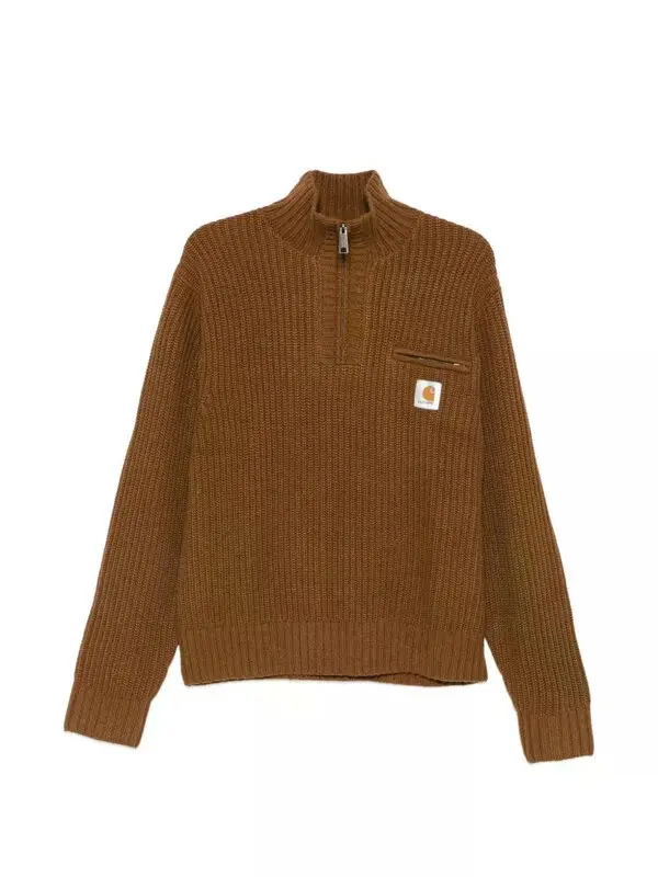 Carhartt Work In Progress Ribbed Quarter-zip Sweater - Brown