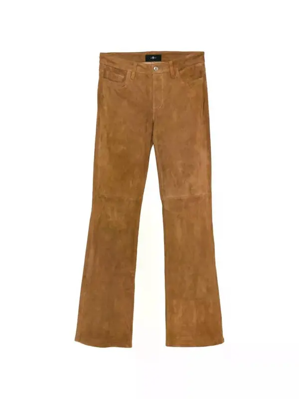 7 For All Mankind Suede Flared Trousers - Brown