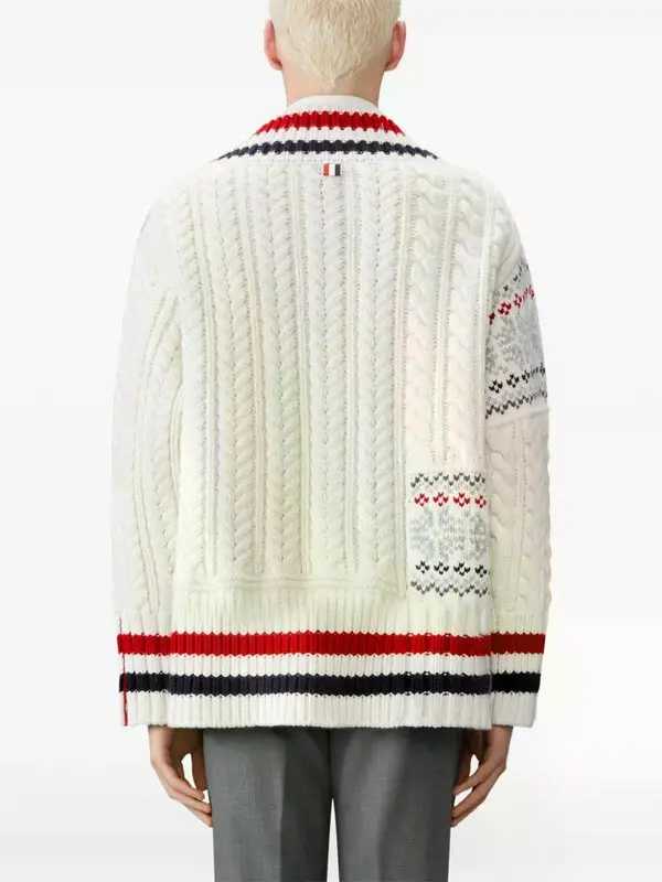 Thom Browne Merino-wool Fair Isle Cable-knit Pullover
