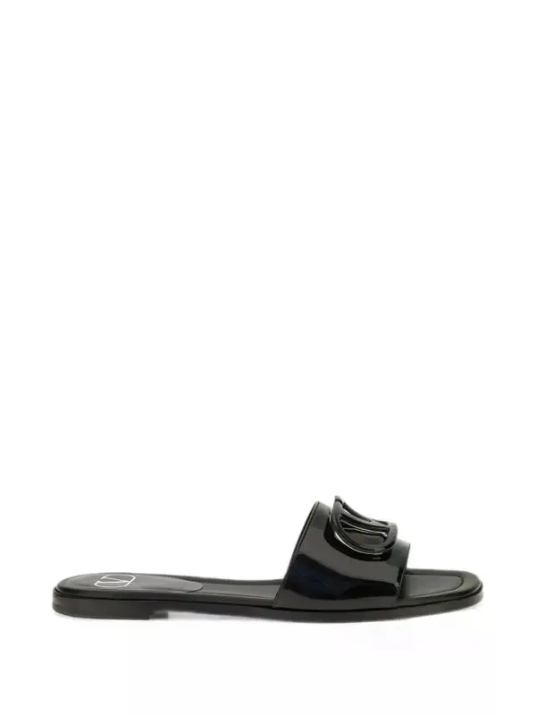 Valentino Garavani Vlogo Signature Patent-leather Sandals - Black