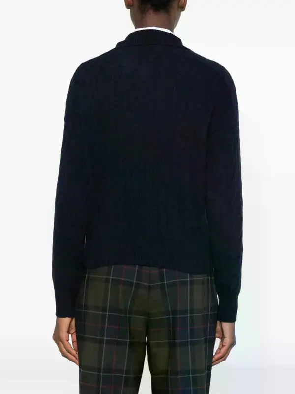 PUROTATTO Cable-knit Polo-collar Sweater - Blue