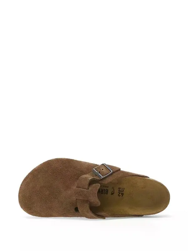 BIRKENSTOCK Boston Calf Suede Buckle-fastening Mules - Brown