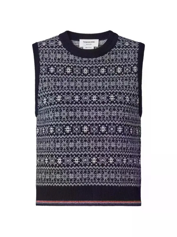 Thom Browne Merino-wool Jacquard Snowflake Shell Top