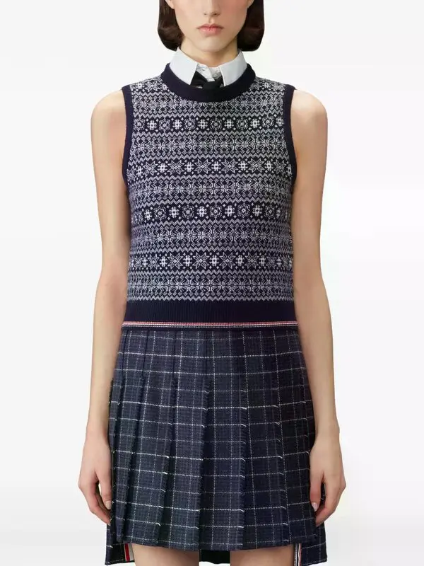 Thom Browne Merino-wool Jacquard Snowflake Shell Top