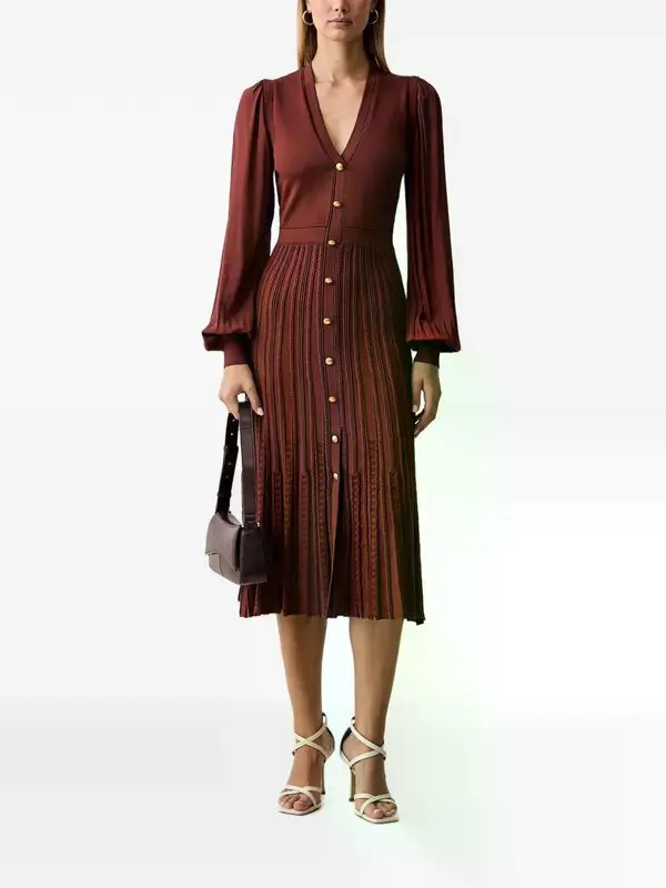 TWINSET Long Trompe-l'œil Knit Dress - Red