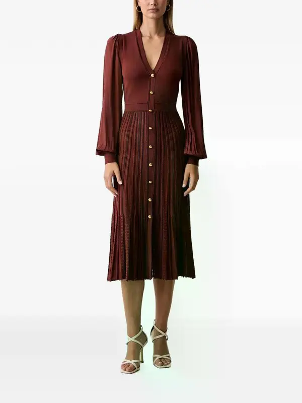 TWINSET Long Trompe-l'œil Knit Dress - Red