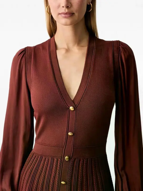 TWINSET Long Trompe-l'œil Knit Dress - Red
