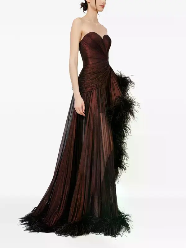 IRIS SERBAN Lera Feather-trim Gown