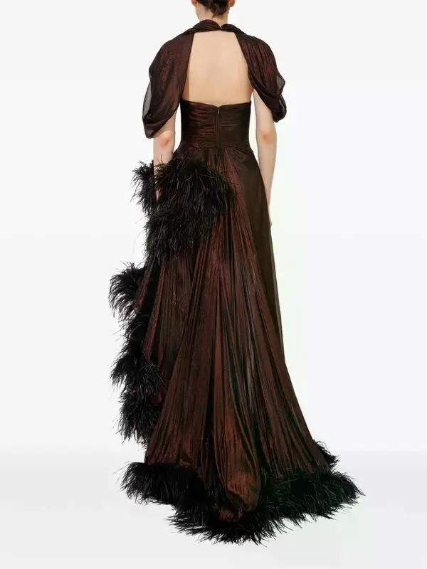 IRIS SERBAN Lera Feather-trim Gown