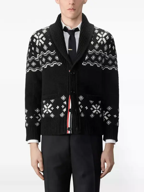 Thom Browne Icelandic Fair Isle Cashmere Cardigan - Black