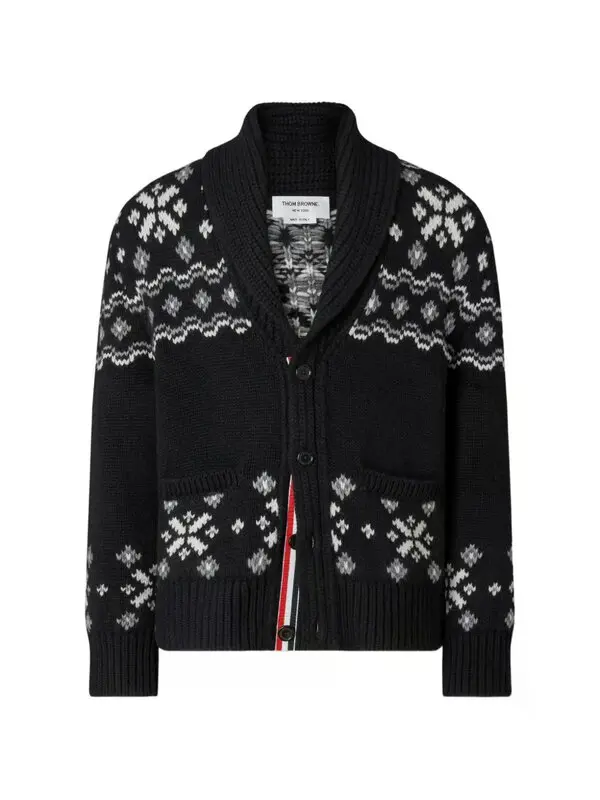 Thom Browne Icelandic Fair Isle Cashmere Cardigan - Onyx