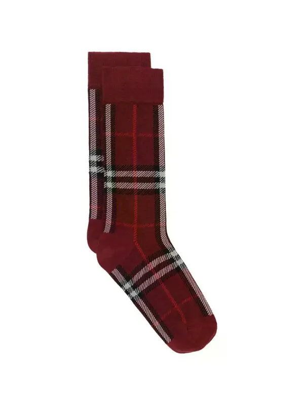 Burberry Check Cotton Nylon Blend Socks - Red