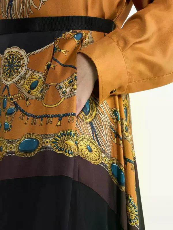 Etro Silk Maxi Skirt With Bow And Placed Jewellery Print