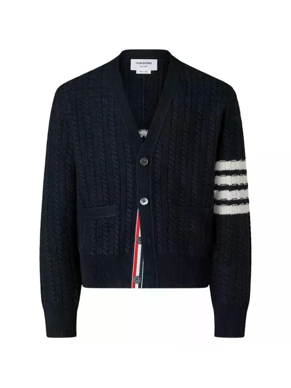 Thom Browne Merino-wool 4-bar Intarsia Anchor Cardigan