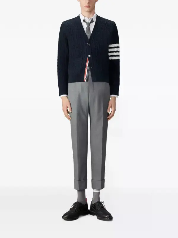 Thom Browne Merino-wool 4-bar Intarsia Anchor Cardigan